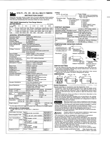 IDEC RTE Instruction Sheet | Manualzz