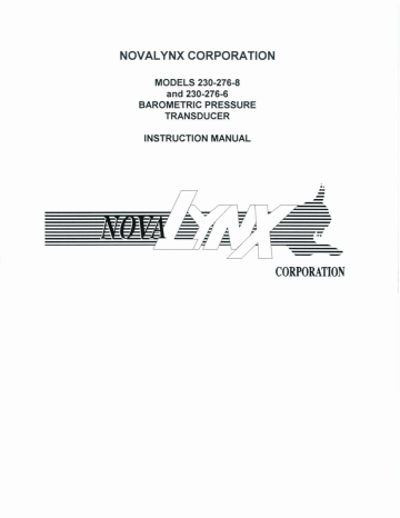 Novalynx 230-276 Barometric Pressure Transducer Manual | Manualzz