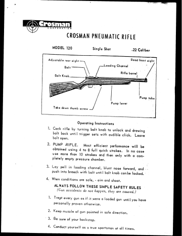 Crosman 120 (1952-1954) Pneumatic pump Owner's Manual | Manualzz