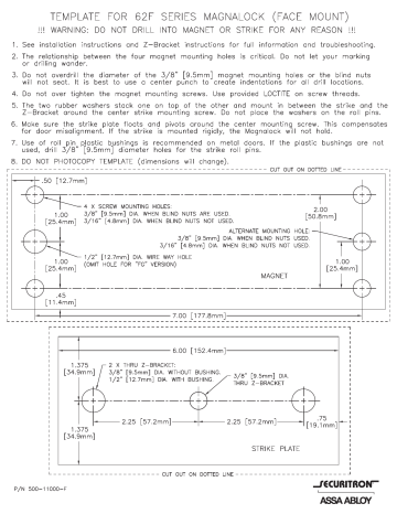 Securitron M62FG-SASM Template | Manualzz