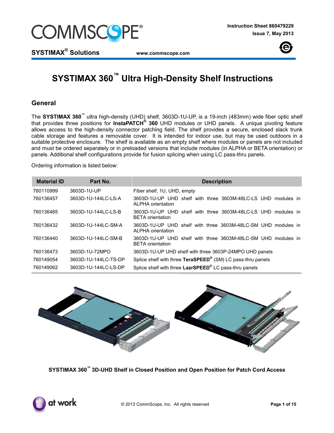 CommScope SYSTIMAX InstaPATCH 360 Instructions Manual | Manualzz
