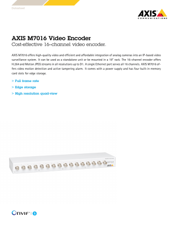 Axis M7016 Video Encoder Data Sheet | Manualzz