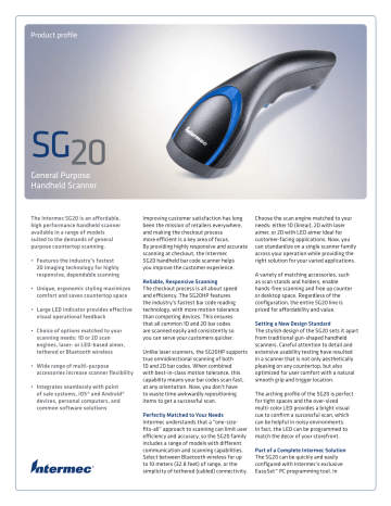 Intermec SG20 HP, SG20 2D, SG20 1D Product Profile | Manualzz