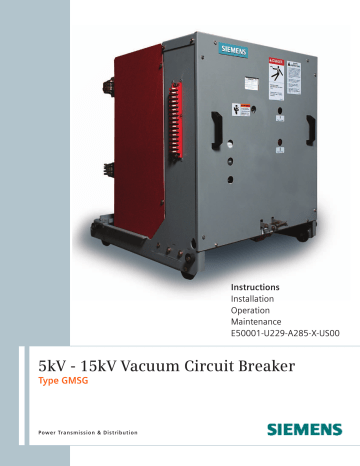 Siemens GMSG Vacuum Circuit Breaker Instruction Manual | Manualzz