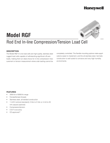 Honeywell RGF Rod End Load Cell Datasheet | Manualzz