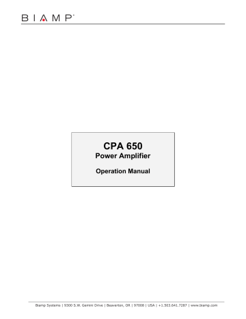 Biamp CPA 650 Operation Manual | Manualzz