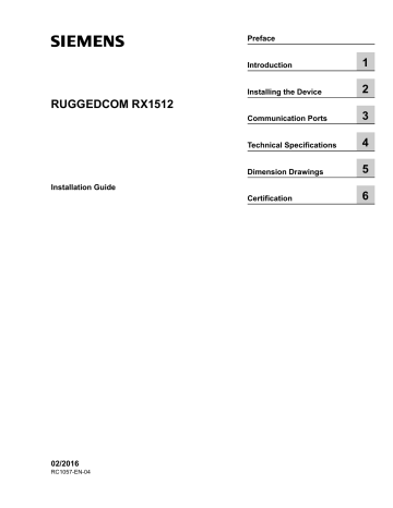 Siemens RUGGEDCOM RX1512 Installation Guide | Manualzz