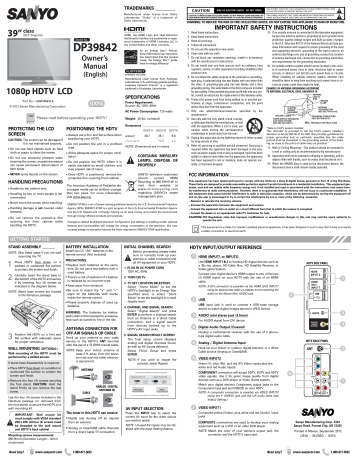 Sanyo DP50842 Owner's Manual | Manualzz