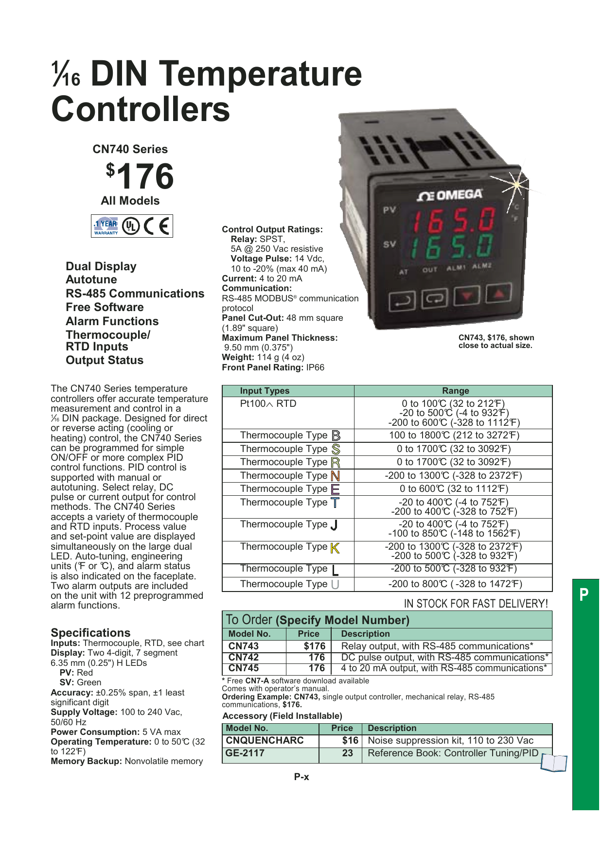1/16 DIN Voltage Pulse Output Temperature Input Dwyer 16C-2 Temperature ...