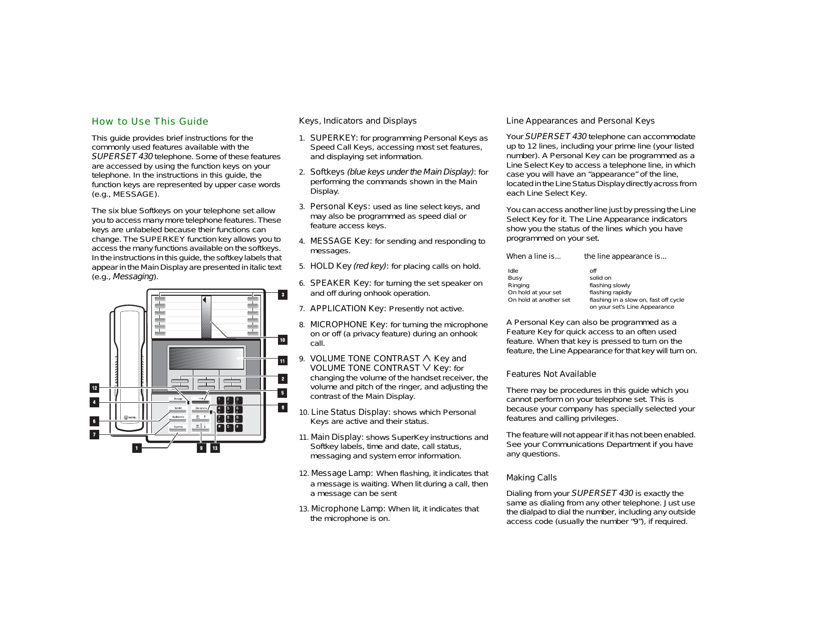 Mitel Superset 430 User manual | Manualzz