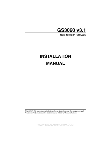 GSM-GPRS communicator GS3060 Installation Manual | Manualzz