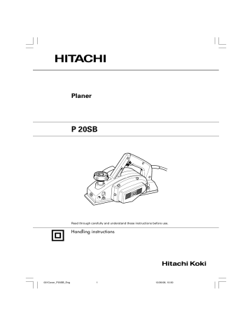 Hitachi P 20SB Handling Instructions Manual | Manualzz