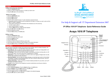 Avaya 1616 IP Quick Reference Guide | Manualzz