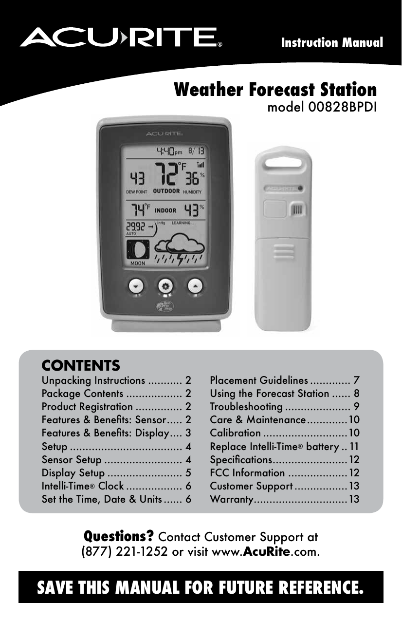 ACU-RITE 00828BPDI Instruction manual | Manualzz