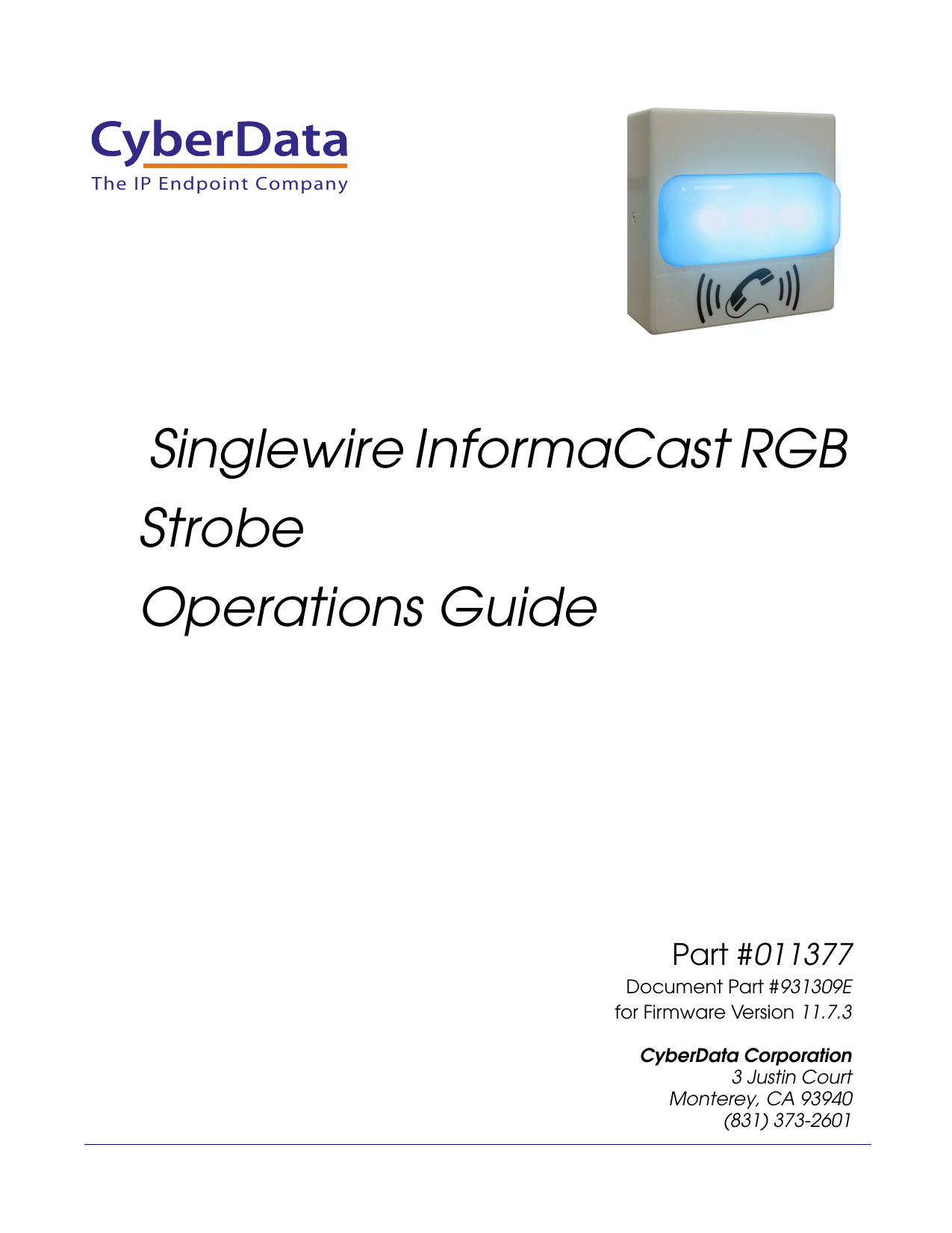 Singlewire InformaCast RGB Strobe Operations Guide | Manualzz