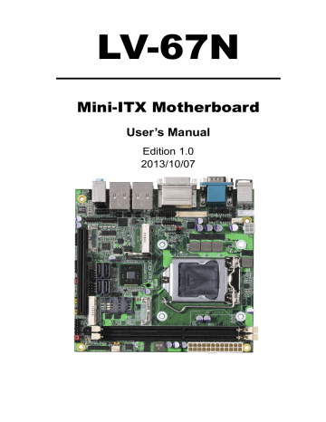 Commell LV 67N Mini-ITX Motherboard User’s Manual | Manualzz