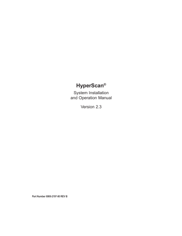 HyperScan System Installation and Operation Manual | Manualzz