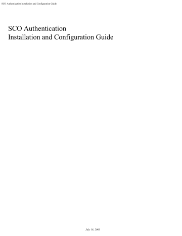 SCO Authentication Installation and Configuration Guide | Manualzz