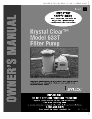 Intex Krystal Clear 633T Owner's Manual | Manualzz