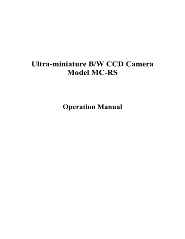 Ultra-miniature CCD Camera MC-RS Operation Manual | Manualzz