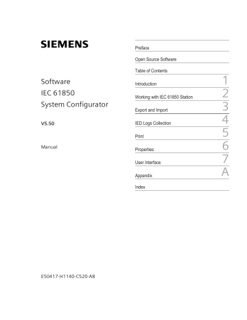 Siemens IEC 61850 System Configurator V5.50 Manual | Manualzz