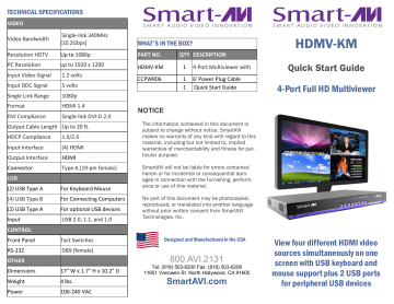 Smart-AVI Multiviewer HDMV-KM Quick Start Guide | Manualzz