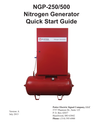 Potter NGP-250/500 Nitrogen Generator Quick Start Guide | Manualzz