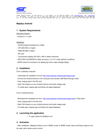 GIS software MapSys Android User manual | Manualzz