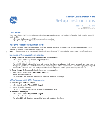 Reader Configuration Card Setup Instructions | Manualzz