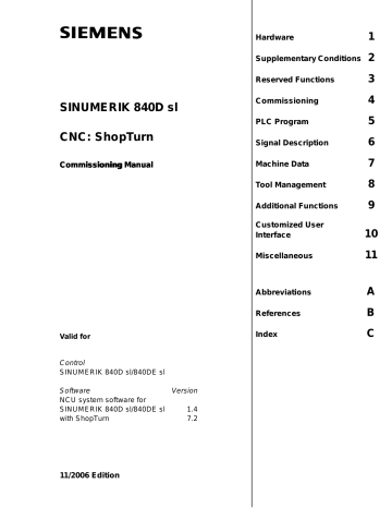 Siemens SINUMERIK 840D sl Commissioning Manual | Manualzz