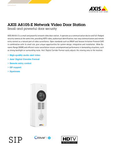Axis A8105-E Network Video Door Station Data Sheet | Manualzz