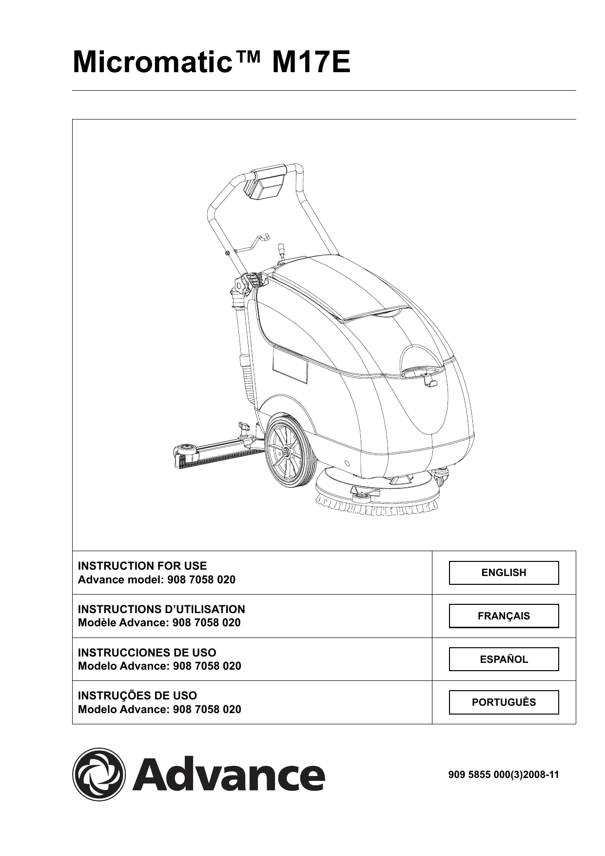 Advance acoustic Micromatic M17E, 908 7058 020 Instrucciones de ...