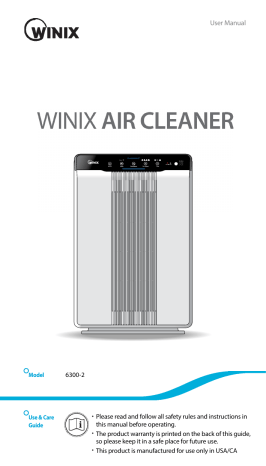 Winix 6300-2 Air Purifier User Manual | Manualzz