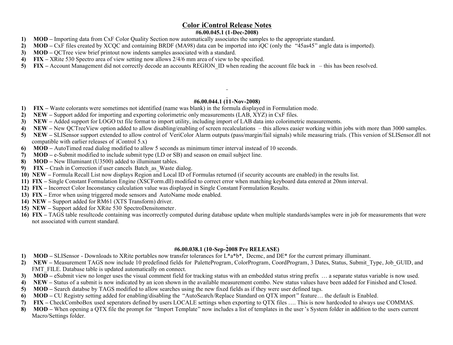 Color iControl Release Notes | Manualzz