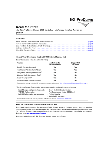 ProCurve Series 2900 Read Me First | Manualzz