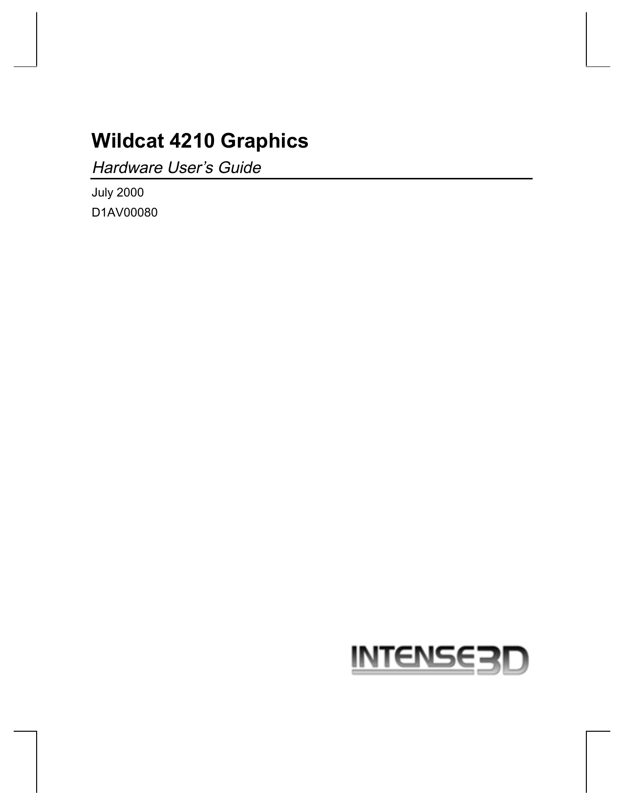 Intergraph Intense3D Wildcat 4105 User manual | Manualzz