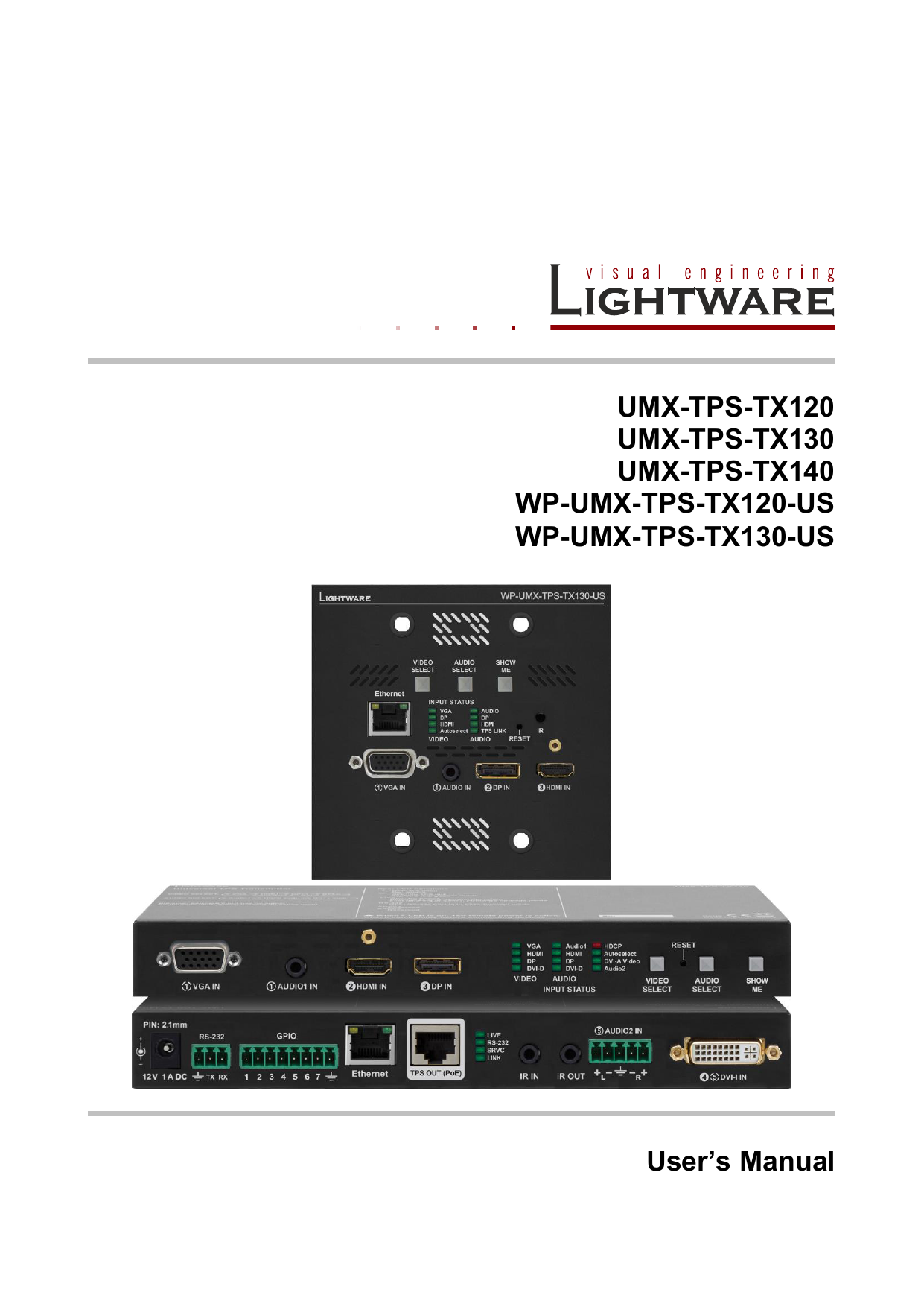 Lightware WP-UMX-TPS-TX130-US Black User manual | Manualzz