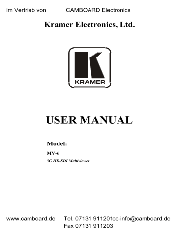 Kramer MV-6 User manual | Manualzz