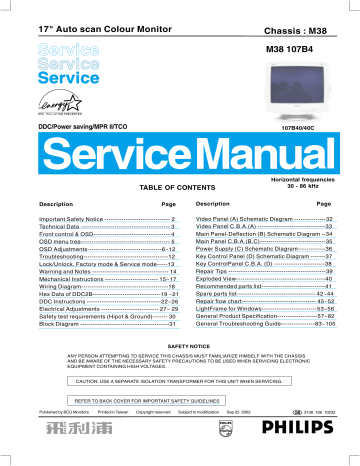Philips M38 107B4 Service Manual | Manualzz