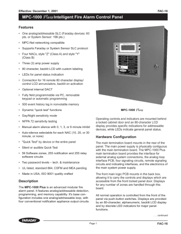 Faraday MPC-1000 Plus Datasheet | Manualzz