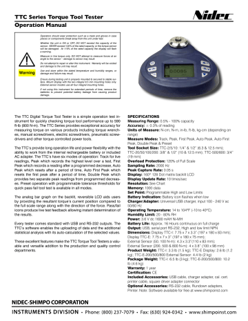 Checkline TTC Digital Torque Tool Tester Manual | Manualzz