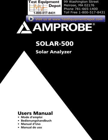 Solar Analyzer SOLAR 500 Users Manual | Manualzz