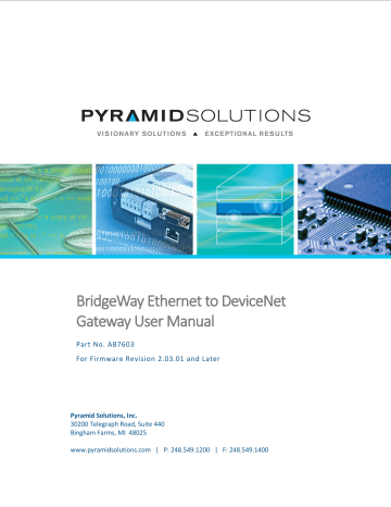 BridgeWay AB7603 Ethernet to DeviceNet Gateway User Manual | Manualzz