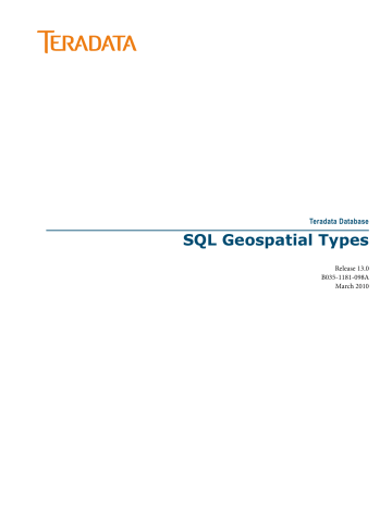 Teradata SQL Geospatial Types User Manual | Manualzz