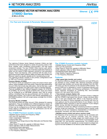 NETWORK ANALYZERS 37000D Series | Manualzz