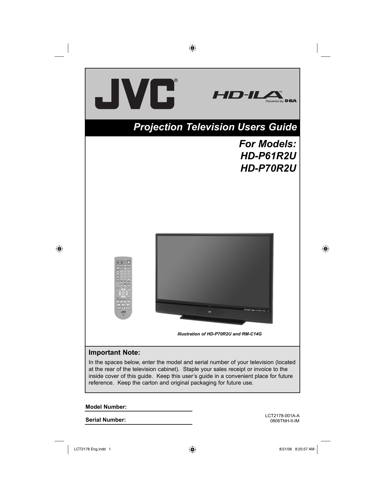 JVC 0407TNH-II-IM Projection Tv User manual | Manualzz