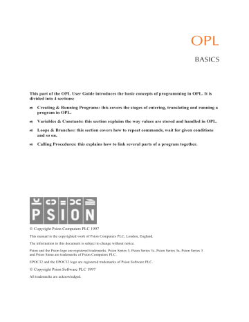Psion OPL Programming Language User Guide | Manualzz