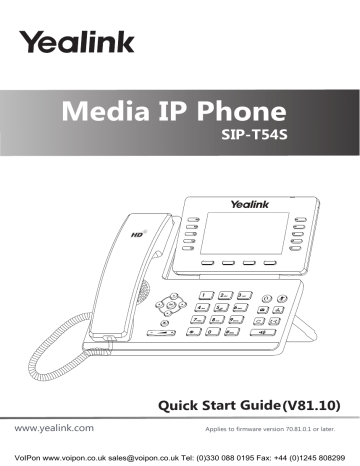 Yealink SIP-T54S Quick Start Guide | Manualzz