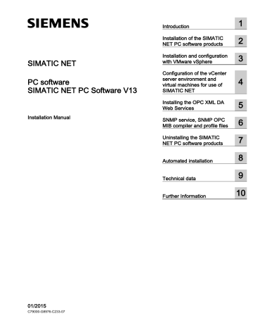 SIMATIC NET PC Software V13 Installation Manual | Manualzz