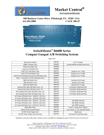 Market Central SwitchMaster R6000 Series Manual | Manualzz